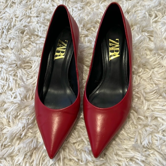 Zara | Shoes | Kitten Heel Stiletto Pump Red Zara 38 | Poshmark